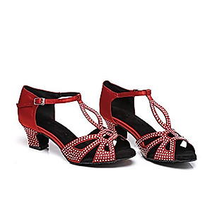 Pierides Women's Rhinestone Ballroom Dance Shoes Latin Salsa Performance Wedding Dance Shoes,2" Heel,6.5 US