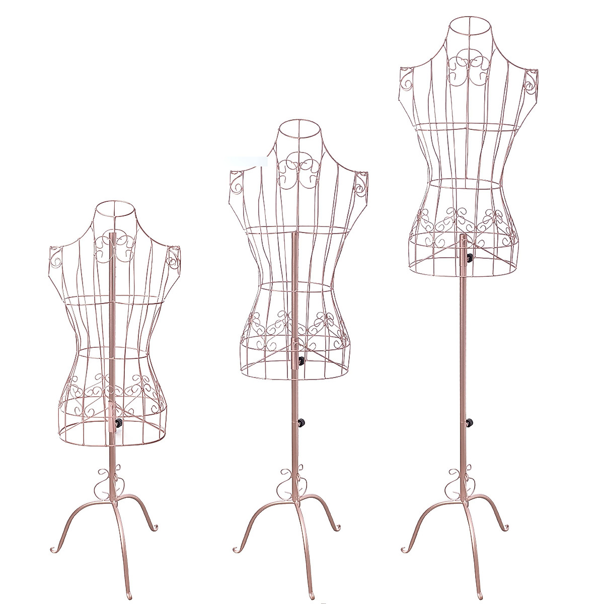Female Rose Gold Metal Steel Wire Mannequin Dress Form for Sewing Display