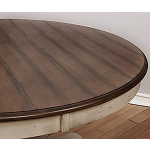 Roundhill Furniture Arch Weathered Round Dining Table Pedastal Base, Multicolor