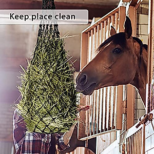 Woiworco 2 Packs Slow Feed Hay Net for Horses, 40 inch Length 2 x 2 inch Holes Goat Hay Feeder, Adjustable Nylon Hanging Hay Bags for Horse Goat Feed, Horses Stall and Trailer, Reduce Waste