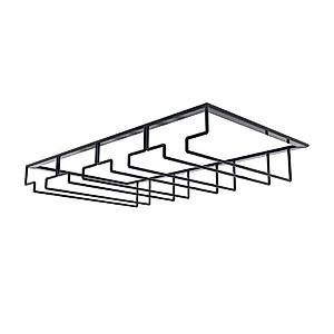 FOLOU Wine Glass Rack Under Cabinet Storage, Stemware Holder for Wire Shelves, Wine Glasses Storage Hanger Metal Organizer for Bars, Kitchen, Restaurants(34 Rows Black) (4 ROES Black)