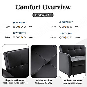 ERYE Black Pu Leather Tufted USB Ports, Twin