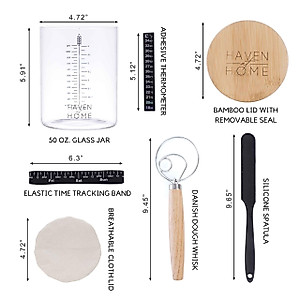 Sourdough Starter Kit | 50oz Wide Mouth Glass Jar | Sourdough Bread Baking Supplies| Sourdough Starter Jar | Sourdough Baking Kit | Sourdough Jar Wide Mouth | Sourdough Starter Jar Glass