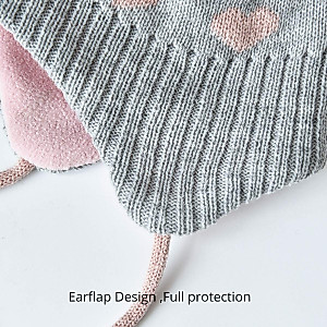 SOMALER Toddler Boys Girls Winter Knit Hat with Earflap Kids Baby Fleece Lined Beanie Hat Pom Pom Ski Cap