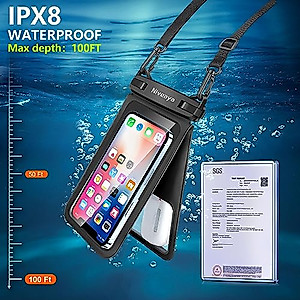 Niveaya Double Space Waterproof Phone Pouch - 2 Pack, Waterproof Phone Lanyard Case with iPhone 14/13/12/11 Pro Max/Pro/8 Plus, Galaxy S22/S21/S20/S10/Note 20/10/9 up to 7", Dry Bag for Vacation.