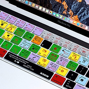 XSKN New Shortcut Design Silicone Keyboard Skin Cover for Touch Bar MacBook Pro 13.3" A2159 A1706 A1989 MacBook Pro 15.4" A1707 A1990 and Touch Bar Sticker - US EU Universal Version (Ableton)