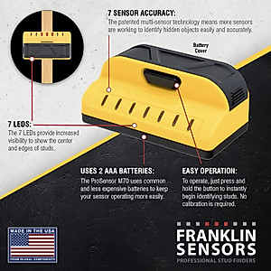 Franklin Sensors ProSensor M70 Stud Finder with 7-Sensors, Wood & Metal Stud Detector/Wall Scanner, Made in The USA