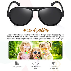 LEICO FASHION Toddler Baby Infant Polarized Aviator Sunglasses for Boys Girls Kids Age 0-4 - Shatterproof Rubberized Frame