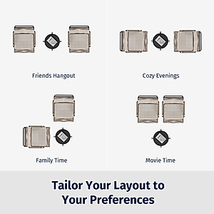 EAST OAK 3-Piece Patio Furniture Set, Outdoor Bistro Set with PE Rattan Wicker Wide Chairs, Soft Cushions & Coffee Table, Modern All-Weather Wicker Patio Set for Garden and Porch, Creamy Apricot