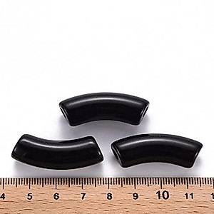 Spritewelry 133pcs/500g Opaque Acrylic Beads Imitation Gemstone Curved Tube Black Twist Long Tube Curved Spacer Tube Hollow Finding Beads Seed Loose Glass Beads for Jewelry Making