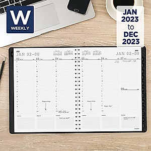 AT-A-GLANCE 2023 Weekly & Monthly Planner, Half-Hourly Appointment Book, 8-1/4" x 11", Large, Monthly Tabs, Pocket, Contemporary, Graphite (70950X45)