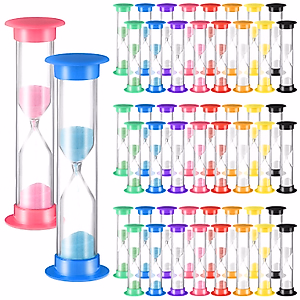 48 Pcs 2 Minute Sand Timer for Kids, Hourglass Sand Clock Plastic Small Sand Watch Hour Glass Timer Toothbrush Timer for Classroom Teacher School(Colorful)