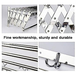 FAXIOAWA Retractable Wall-Mounted Dryer Folding Clothes Drying Rack 50-100Cm 6 Rail Towel Bar Hook Pole Airer Washing Line Bathroom Dryer Balcony Indoor Outdoor,60cm