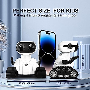 AOVIKOOD Rechargeable RC Robot Toy for Boys and Girls, Robot Toys with Music and LED Eyes, Develops Motor Skills, Creativity, and Intelligence, Gifts for Children Age 3-12
