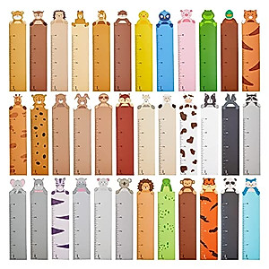 144 Piece Cute Jungle Animal Bookmarks Bulk for Kids with 4 Inch Ruler (36 Designs, 1.25 x 6 in)