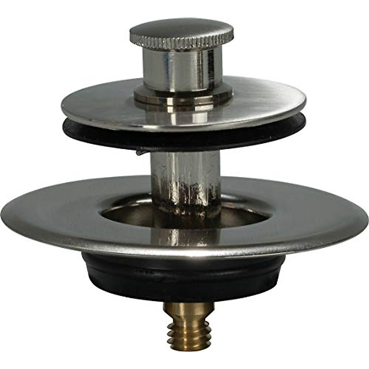 AB&A 60111 Tub Drain Trim Kit with Push eN Lift Stopper, Classic High-Capacity Overflow Plate, and Press-in Strainer Cover, Satin Nickel