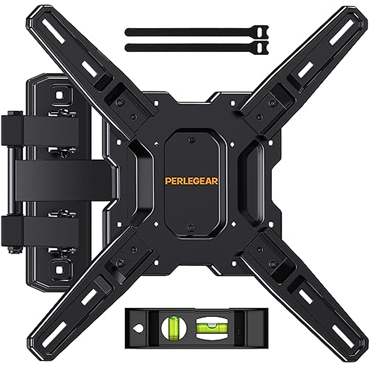 Perlegear UL Listed Full Motion TV Mount for Most 26–60 inch Flat or Curved TVs up to 82 lbs, Wall Mount TV Bracket with Articulating Arms, Tool-Free Tilt, Swivel, Extension, Max VESA 400x400mm, PGMF3