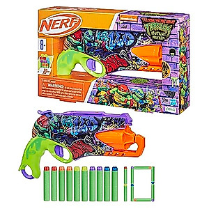 NERF Teenage Mutant Ninja Turtles Blaster, 10 Elite Darts, Toy Foam Blasters for 8 Year Old Boys & Girls & Up