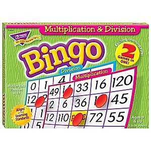 Trend Enterprises: Multiplication & Division Bingo Game, Exciting Way for All to Learn, 2 Games in One! Play 8 Different Ways, Great for Classrooms and at Home, 2 to 36 Players, for Ages 9 and Up