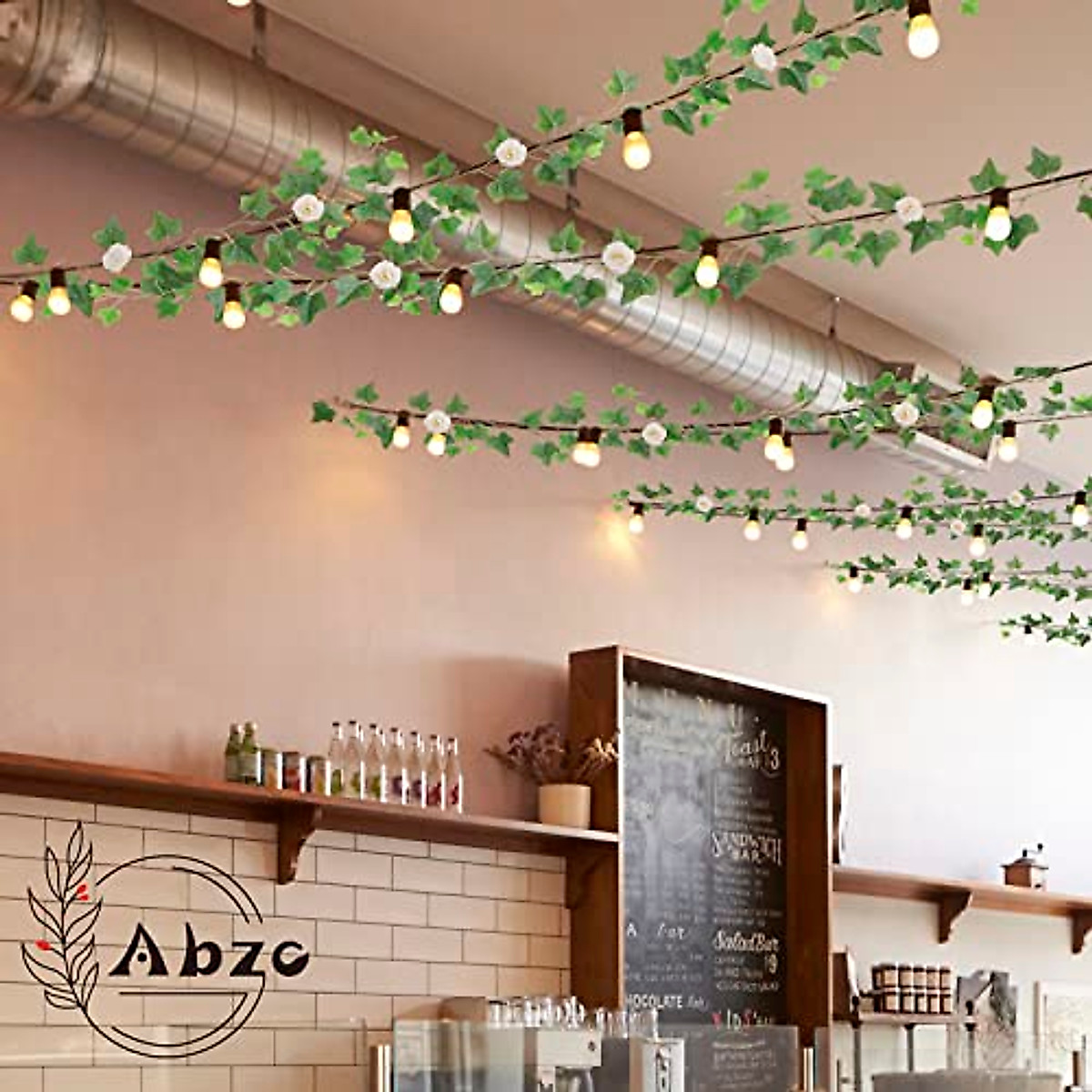 Abzo 57 Pcs Fake Ivy Leaves Artificial Ivy Wreath Green Leaf Plants for Wall Hanging Plants Greenery Background Furniture Bedroom Wedding Decor DIY Jungle Themed Party Decor