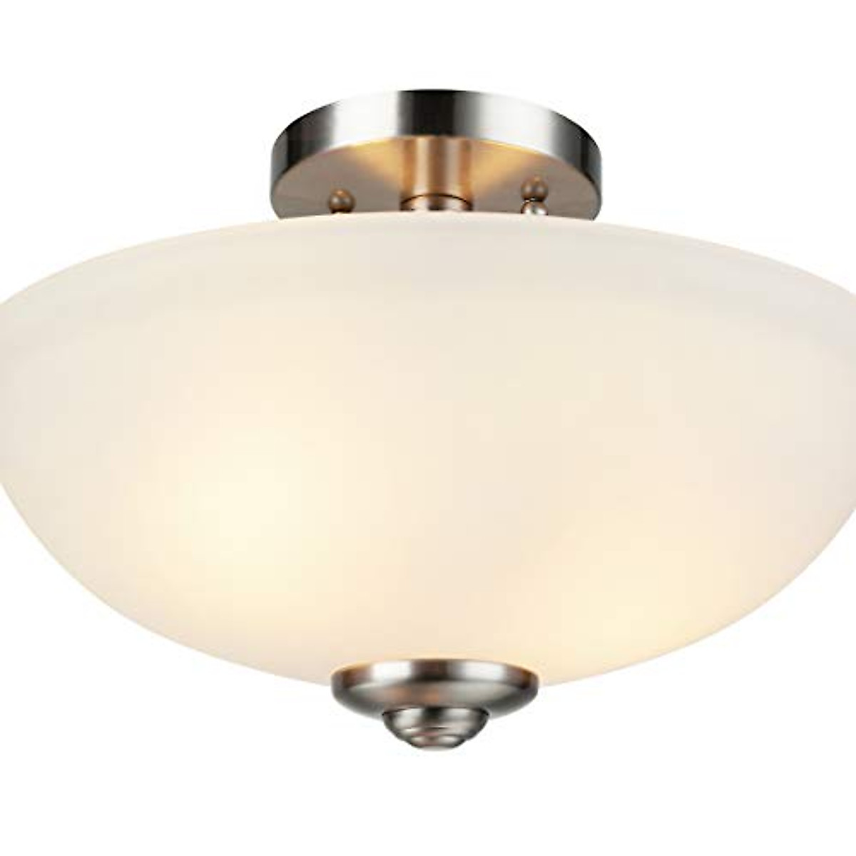 Globe Electric 61025 Vienna 2-Light Semi-Flush Mount, Brushed Nickel, Frosted Glass Shade