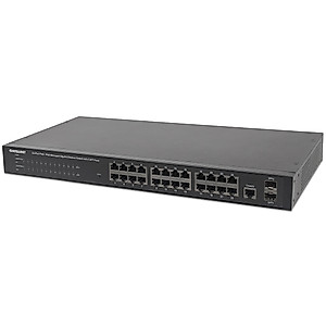 Intellinet 24 Port PoE Web Managed Gigabit Ethernet Switch with 2 SFP Ports - 240W Power Budget, Self Healing Network, SNMP Management, Endspan, 19" Rackmount - 3 Yr Mfg Warranty - 560559