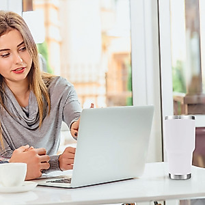 Toopify 30 oz Stainless Steel Insulated Tumbler Travel Mug with Straw Slider Lid, Cleaning Brush, Double Wall Vacuum