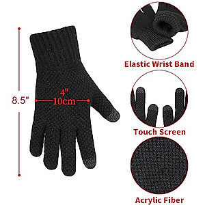 KRATARC Winter Warm Scarf Beanie Hat Glove Neck Gaiter Set Outdoor (Black)