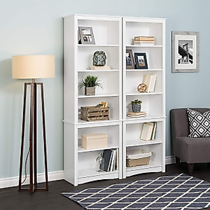 IKGH Home Office Modern 80" Tall Bookcase with Adjustable Shelves, White