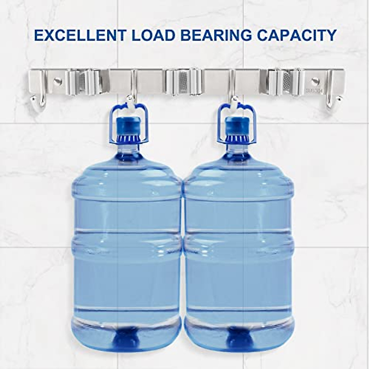 FULGENTE Broom Mop Holder, Wall Mount Storage Cleaning Tools Organizer for Laundry Garage Garden Bath Kitchen, Screw-In Heavy Duty Stainless Steel Utility Rack Hanging Shelf (3 Racks 4 Hooks)