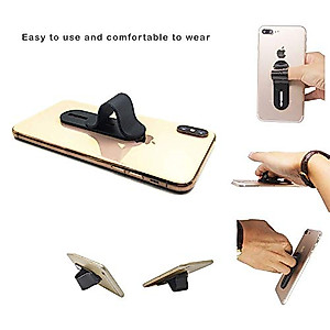 ZOQIZA Phone Grip Holder Portable Finger Grip Holder Strap Bracket Phone Loop Finger Kickstand for Universal Phone Charms (Denim Hot Pink)