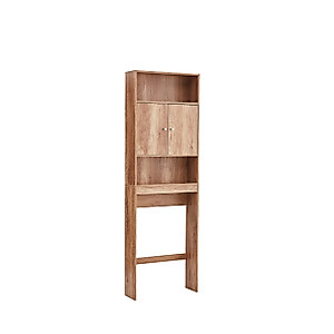 NicBex 76.37" H Bathroom Cabinet Over Toilet,Tall Bathroom Storage Cabinet,Over Toilet Bathroom Organizer with Shelf and 2 Doors,Over The Toilet Storage Cabinet for Bathroom,Brown