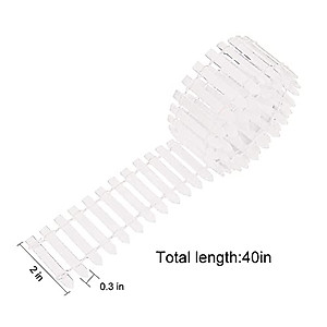 Prsildan 40 Inches Miniature Fairy Garden Fence, DIY Wood Picket Fence Mini Ornament for Dollhouse