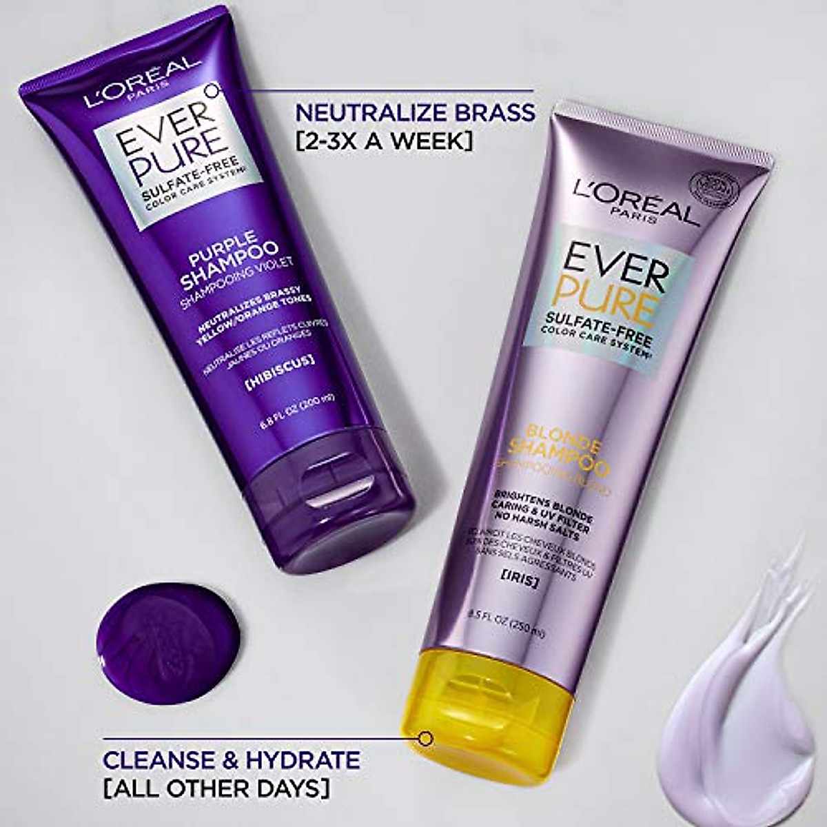 L'Oreal Paris EverPure Blonde Sulfate Free Shampoo and Conditioner for Blonde Hair, 8.5 Ounce (Set of 2)