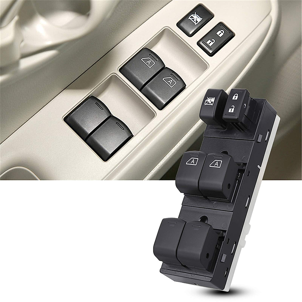 Obaee Driver Side Power Master Window Control Switch Button Compatible with 2007-2012 Nissan Altima Replace 25401-ZN50B, 25401-ZN50C