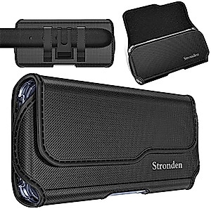 Stronden Holster for iPhone 14, 14 Pro, 13, 13 Pro, 12, 12 Pro - Military Grade Nylon Holster Belt Case with Metal Clip & Magnetic Closure Pouch (Fits Slim/Thin Case only)