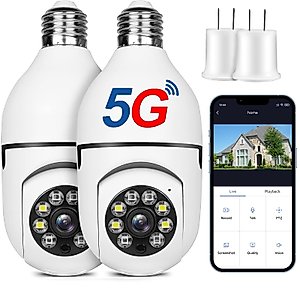 GuFamily Light Bulb Camera 2K Night Vision Security Surveillance Camera Support 2.4GHZ & 5GHz WiFi Camera Remote Control Outdoor Camera Motion Detection & Tracking Cam, Cloud & SD Card Storage