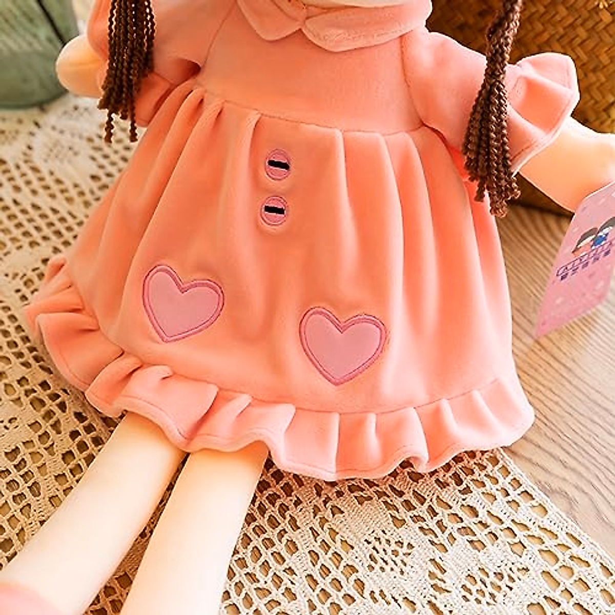 SMY LINUUE Cute Princess Plush Toy Stuffed Plush Doll Soft Throw Pillow 17.5 Inch,Gift Girl Cute Plush Birthday Gift Party Cartoon Plush Toy Decoration for Kids and Girls (Pink)