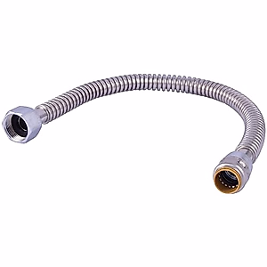 SharkBite Max 3/4 Inch x 1 Inch FIP x 24 Inch Stainless Steel Corrugated Flexible Water Softener Connector, Push to Connect Brass Plumbing Fitting, PEX Pipe, Copper, CPVC, PE-RT, HDPE, URSS3086FX24