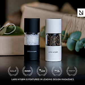 LARS NYSØM Salt and Pepper Grinder Set I Salt and Pepper Mills with Adjustable Ceramic Grinder 2 pieces I Manual Design Spice Mill Set (Sky Blue)