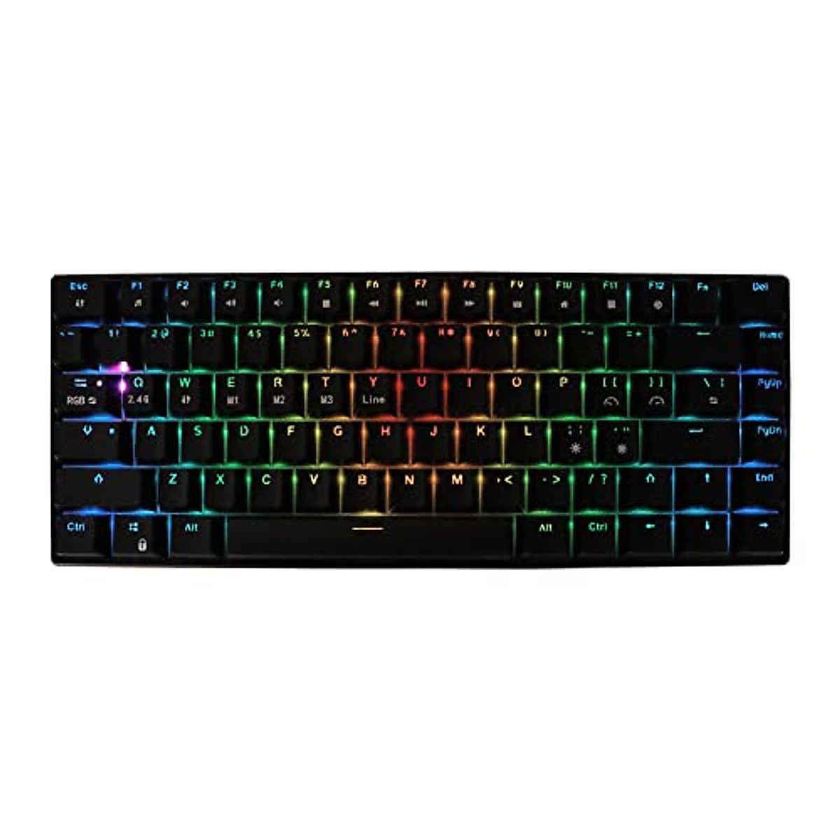 Entatial Mechanical Keyboard, 82 Key RGB 3 Connection Modes, Black Gaming Keyboards with Ergonomic Layout Computer Keyboard for Office 5V DC Support for Win 10, for Android, for iOS (Red Shaft)