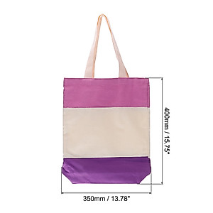 PATIKIL Canvas Tote Bag, 1Pcs Canvas Bag with Handles Sturdy Reusable Tote Bag Blank Embroidery DIY for Personalized Shopping Gifts Crafts Vinyl Grocery HTV Dye, Blush/Purple