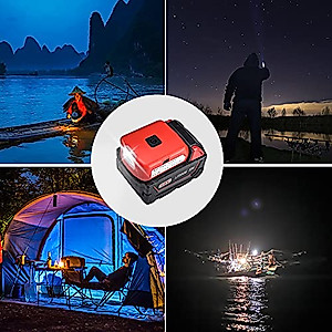 SINTENT Taingwei Battery Adapter for Milwaukee 18V Battery USB Charger and 12V DC Port and 3W LED Work Light - Compatible with Milwaukee M18 Lithium-Ion Batteries,Red,MWQ-090