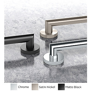 Gatco 964MX Glam 24" L Grab Bar, Matte Black/ADA Compliant Stainless Steel Safety Grab Bar for Bathroom