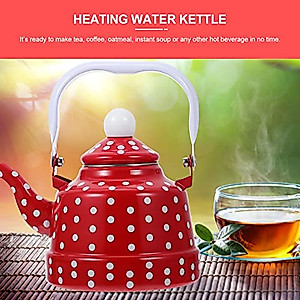 HEMOTON Kettle Stovetop Enameled Teapot Chinese Style Heating Water Kettle with Handle Large Capacity Hot Water Kettle Kitchen Teapot for Stovetop Induction Cooker （ Red ） Red Tea Kettle