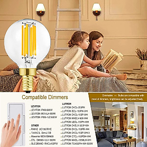 Leools e12 led Bulb dimmable g16.5 6W Equal 60 Watt 600lm AC120V e12 Candelabra Bulb for Chandeliers,Ceiling Fan,Vanity Soft White 3000K Globe e12 Light Bulb 6Pack