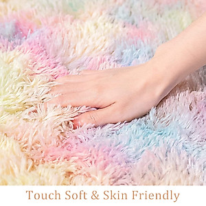 Zareas Cream White Area Rug for Living Room 5x8 Feet Fluffy Rug Shaggy Throw Rug for Bedroom Nursery Kids Playroom Dorm Indoor Modern Soft Large Fuzzy Plush Rug Furry Carpet Home Decor