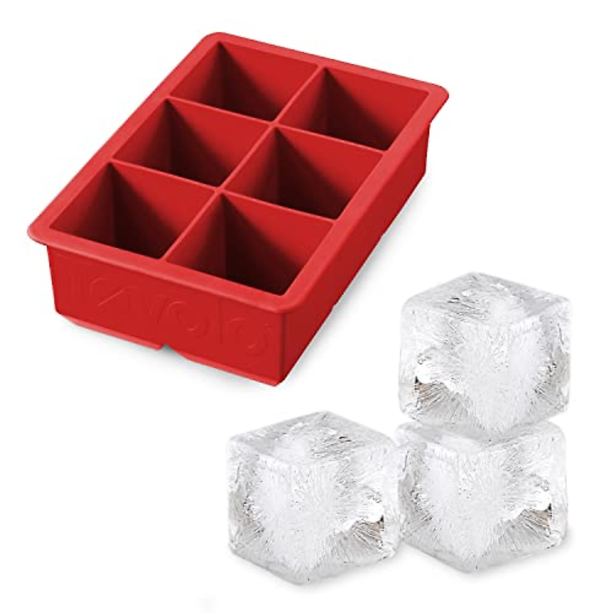 Tovolo, Large King Craft Ice Mold Freezer Tray of 2" Cubes, BPA-Free Silicone, Single, Candy Apple