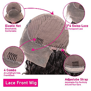 Water Wave Lace Front Wigs for Black Women Wet and Wavy Lace Front Wigs Human Hair Pre Plucked with Baby Hair 180 Density 13x4 Curly HD Lace Front Wigs 30 Inch