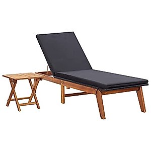 Folding Lounge Chair,Chaise lounges for Outside Patio,Sunbathing Chairs for Adults,Sun Lounger with Table Poly Rattan and Solid Acacia Wood,Lay Flat Beach Chair,Sunbathing Chairs for Adults